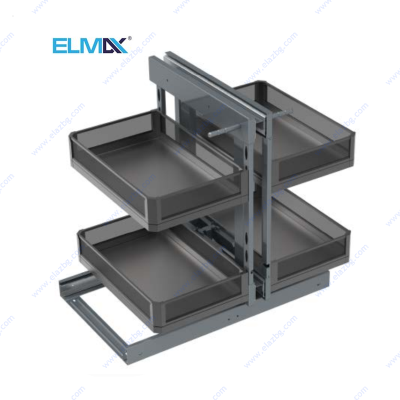 MAGIC CORNER Glass Show - графит с плътни дъна | Елаз - Мебелен обков