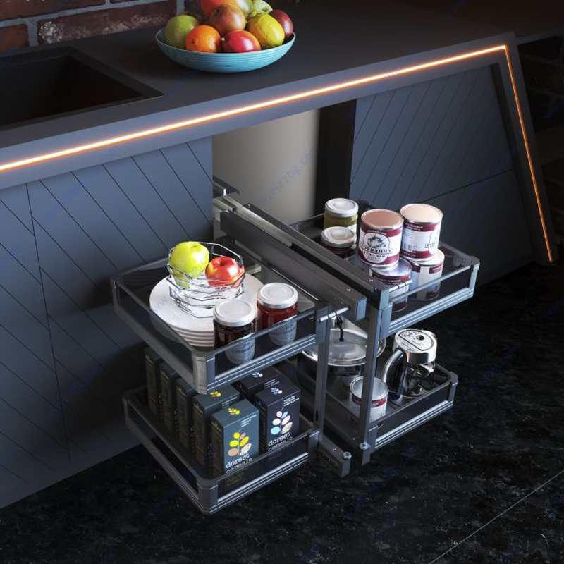 MAGIC CORNER Glass Show - графит с плътни дъна | Елаз - Мебелен обков