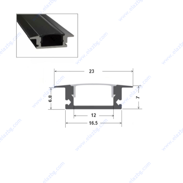 ЧЕРЕН Led профил за ВКОПАВАНЕ 3 м Елаз Мебелен обков